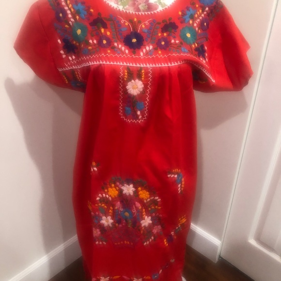 Dresses | Womens Girls Authentic Mexican Handembroidered Fiesta Dress ...